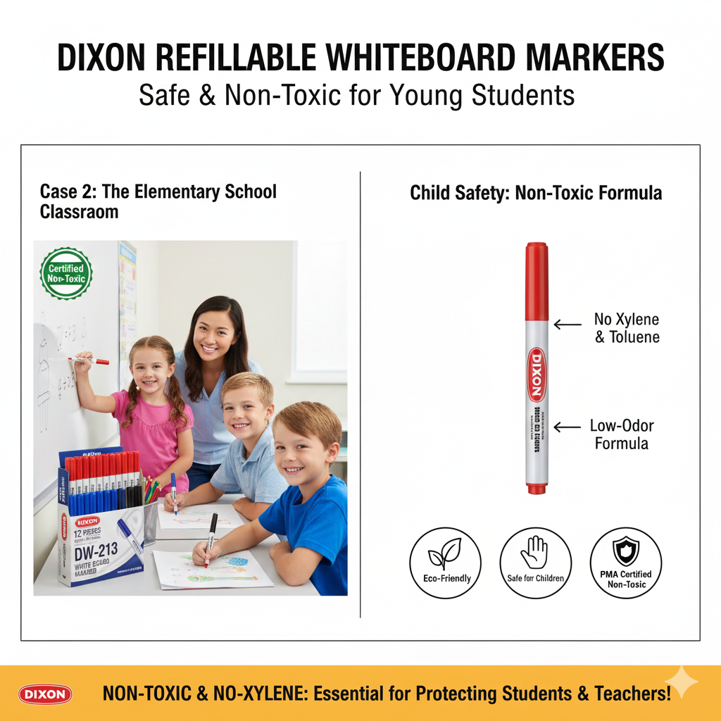 Dixon Whiteboard Marker (12 Pcs) | Refillable Dry Erase Pen | 3mm ...