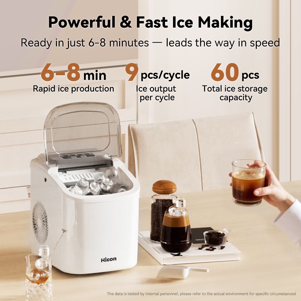 Hicon Stainless Steel Automatic Ice Maker Machine Portable Fast Ice ...