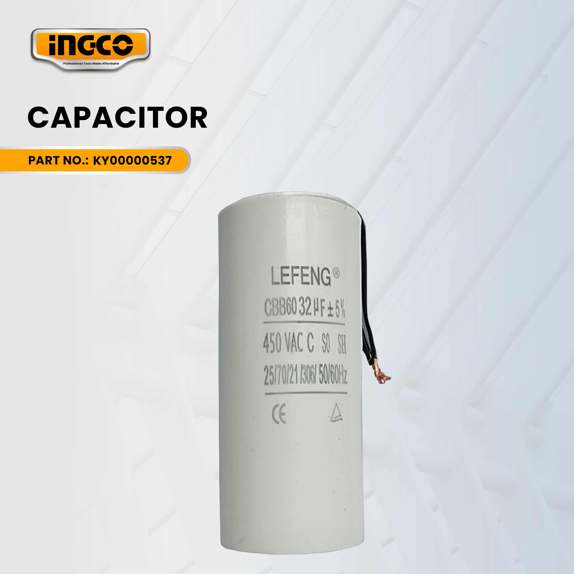 INGCO KY00000537 Capacitor for ACS2241001P Air Compressor Oilless (X2 ...
