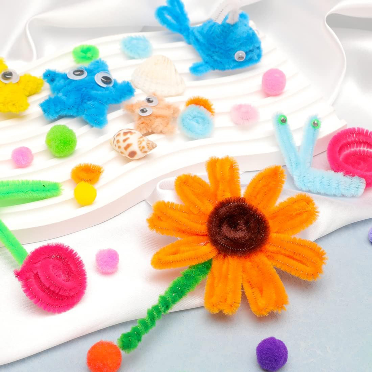 100Pcs Fuzzy Wire Chenille Stems Colorful Fuzzy Twist Wires for DIY ...