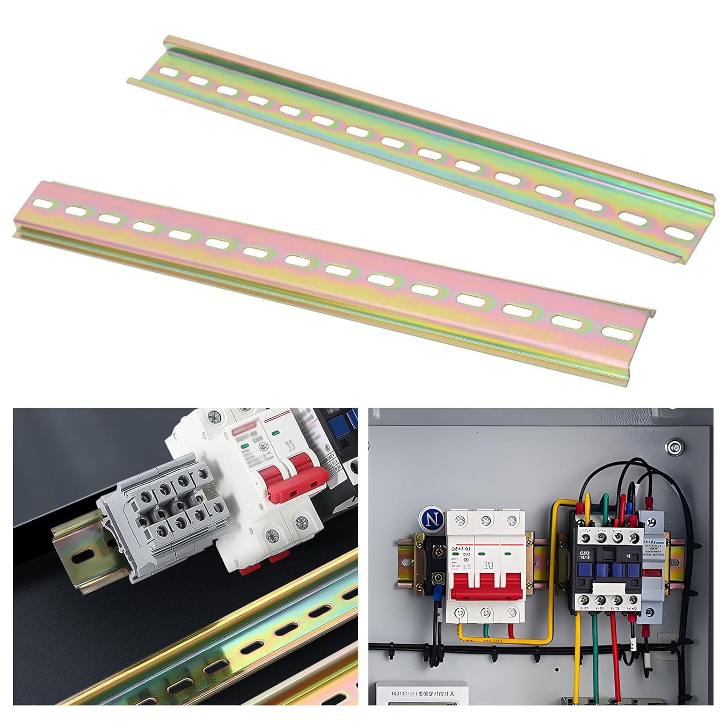 10PCS DIN Rail Slotted Design Steel Din Rail Mount 20cm 50cm Grooved ...