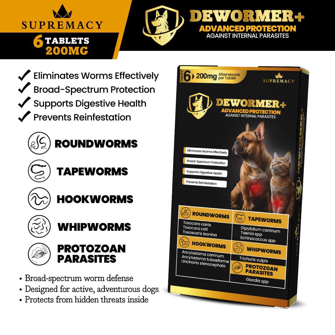 Supremacy Dewormer+ Chewable Tablets for Dogs & Cats– Eliminates ...