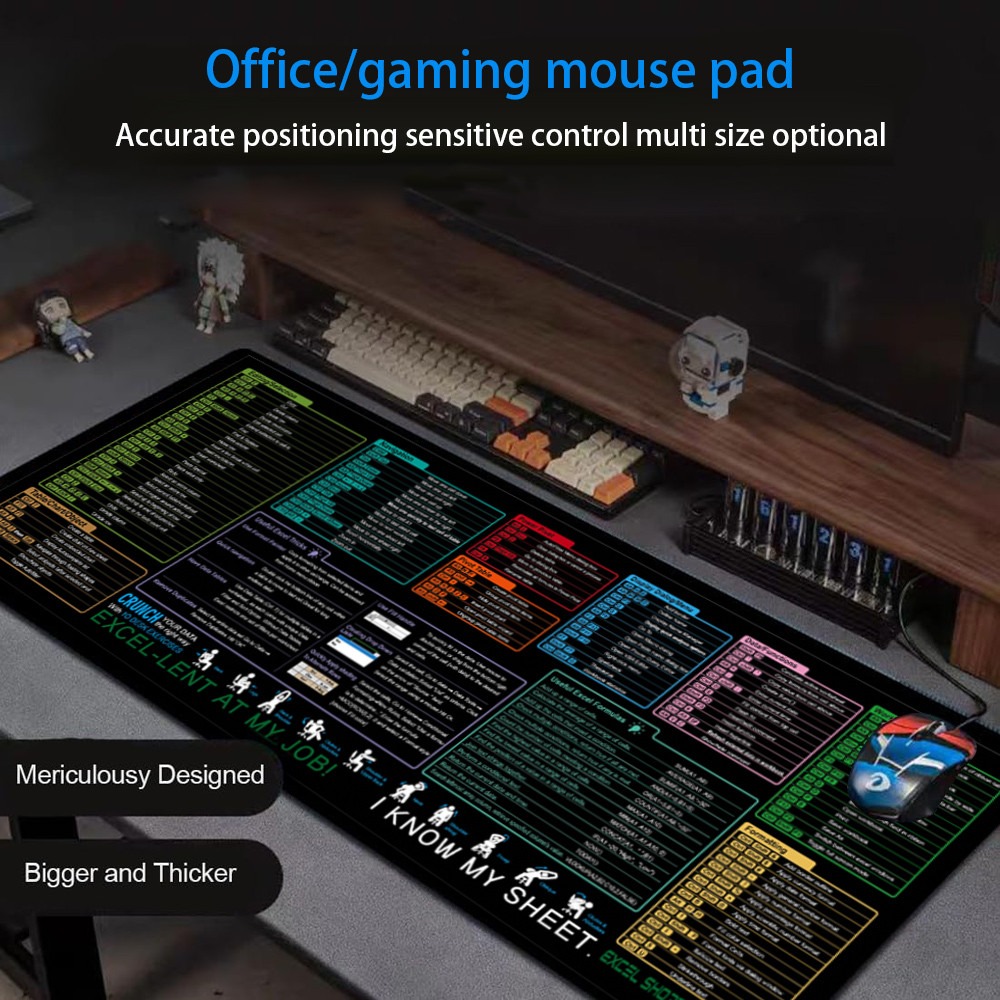 Excel Shortcut Keys Mouse Pad - Extended Large Office Spreadsheet ...