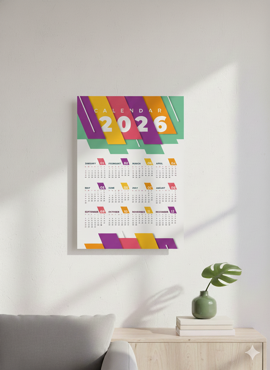 2026 Modern Abstract Wall Calendar - Dynamic Design | Shopee Philippines