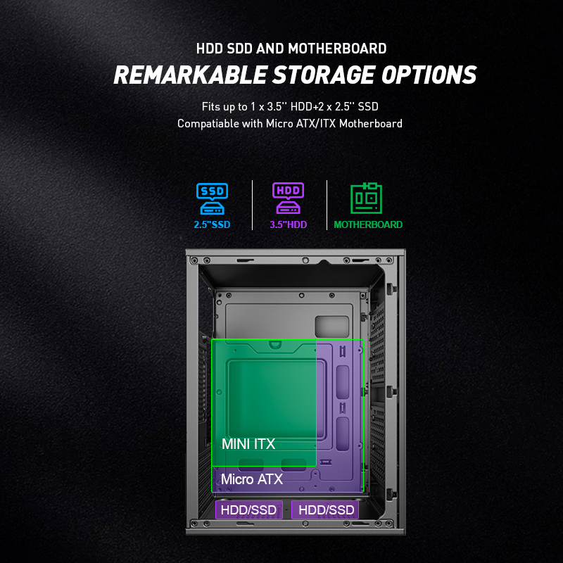 ESGAMING Micro ATX Gaming Pc Case With Tempered Glass Black Desktop ...