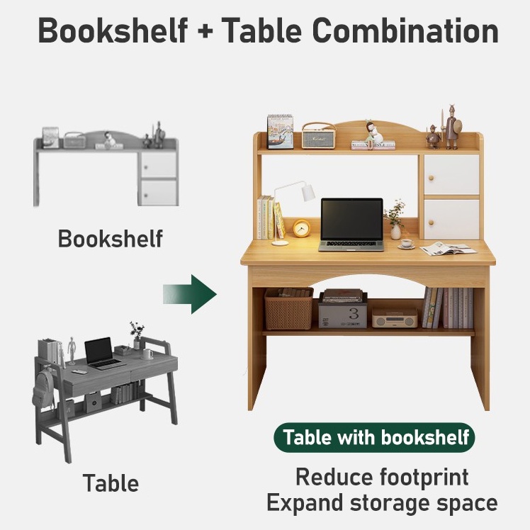 【Ship Today】Study Table With Drawer Computer Desk Desktop Shelves ...