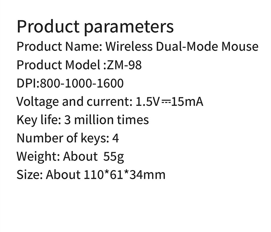 ZEUS ZM-98 Wireless Dual-Mode Wireless Bluetooth Mouse Silent Click 3 ...