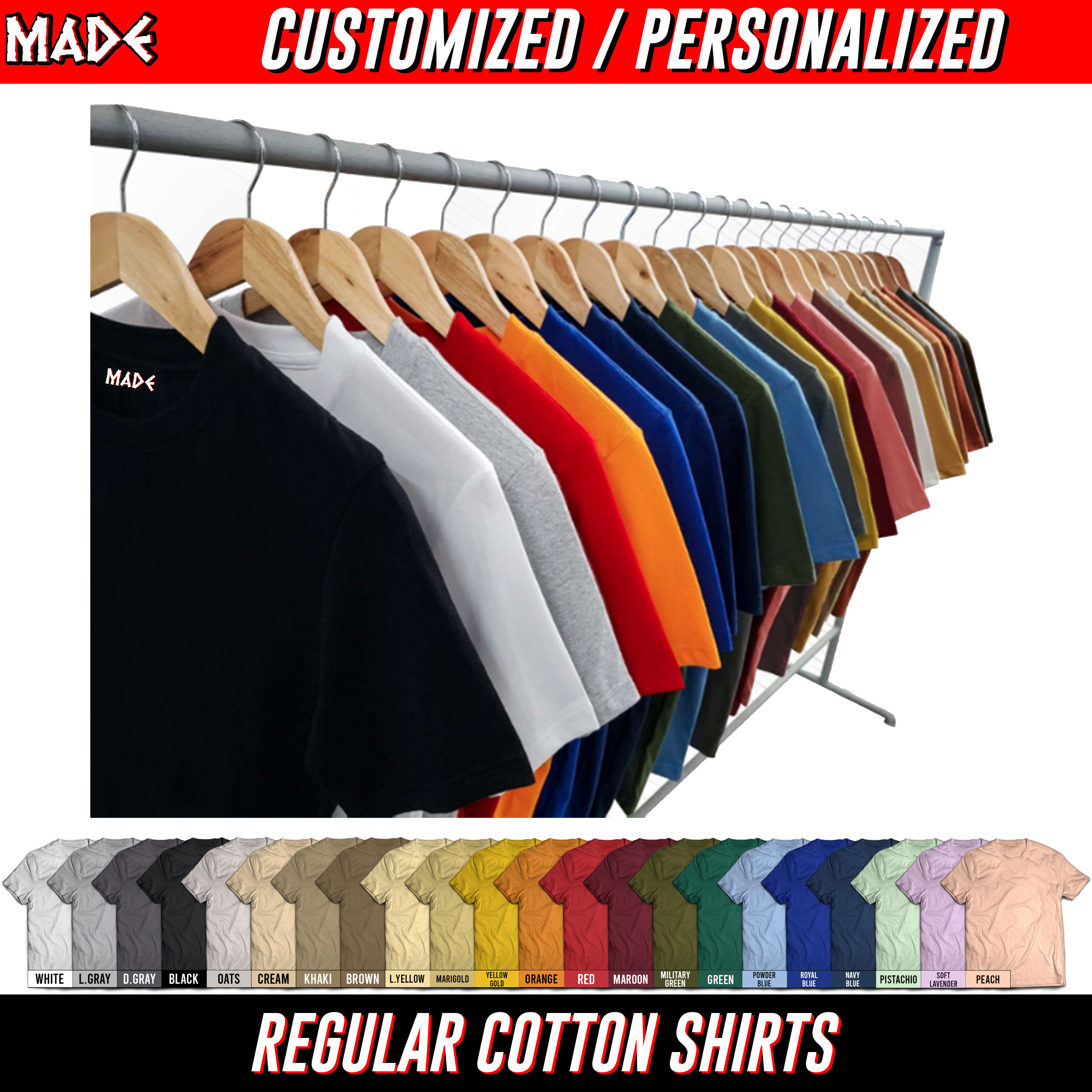 Customized / Personalized Shirt Print Regular 100% Cotton T Shirt ADULT ...