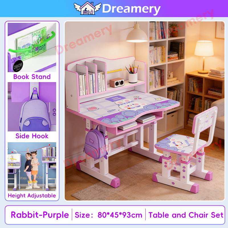 Study Table For Kids Adjustable Height with Chair and Reading Stand ...
