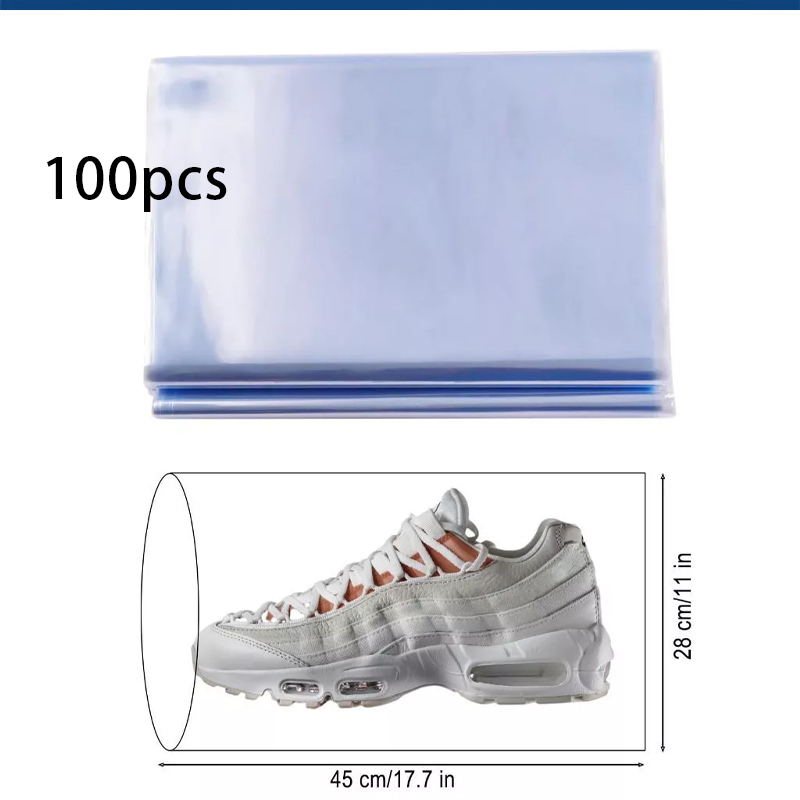 100pcs Heat Shrink Wrap 100Pcs Clear PVC Film For Bottle Jar Shoe Cover ...