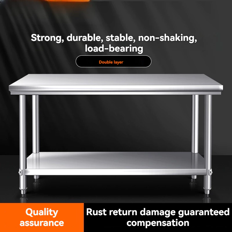 【COD】304 Stainless Steel Workbench Double Layer Thickened table 60 ...