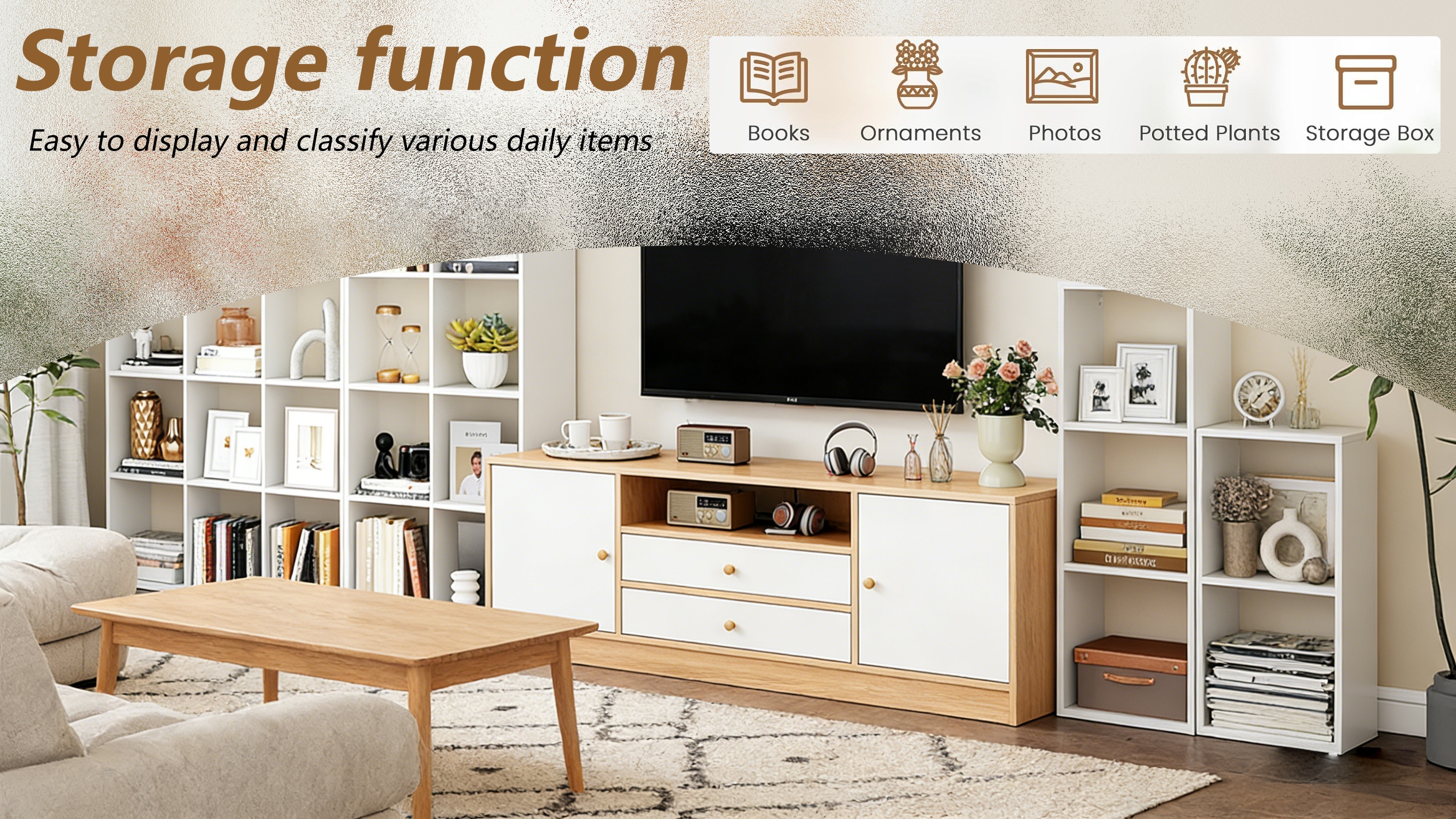 Wodden Modern TV Tall Cabinet Simple Household High Quality TV Storage ...