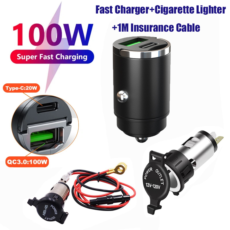 XAUTO 100W Dual Ports Mini USB Car Charger Super Fast Charging Phone ...