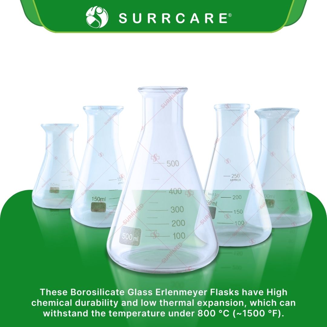 SURRMED Erlenmeyer Flask Glass Laboratory Container Assorted Sizes ...