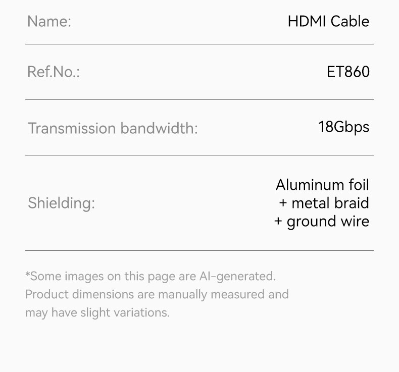 Deli 2.0 HDMI Cable 4KPVC Classic Model 0.5 Meters High Definition ...