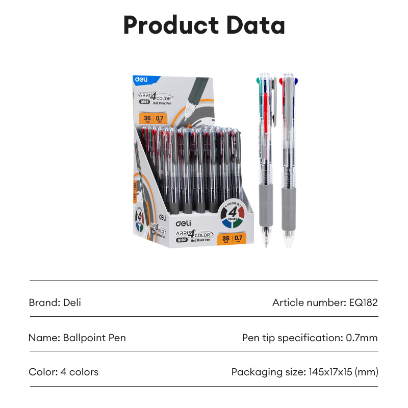 Deli 4 Colors In 1 Ballpoint Pen 1PCS 1.0mm EQ181 | Shopee Philippines