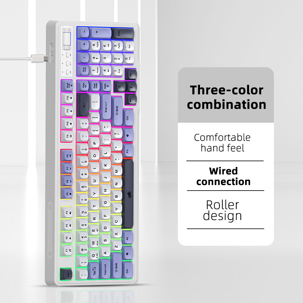Zeus ZK-011 98 Keys RGB LED Gaming Keyboard With Volume Roller Wired ...