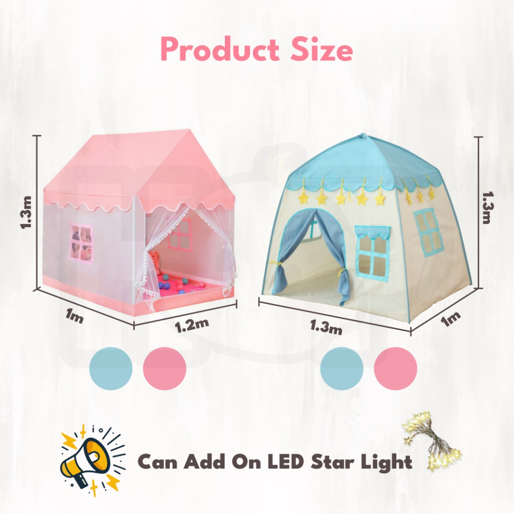 Tent For Kids Play House Big Size Metal bracket With Ball Lights ...
