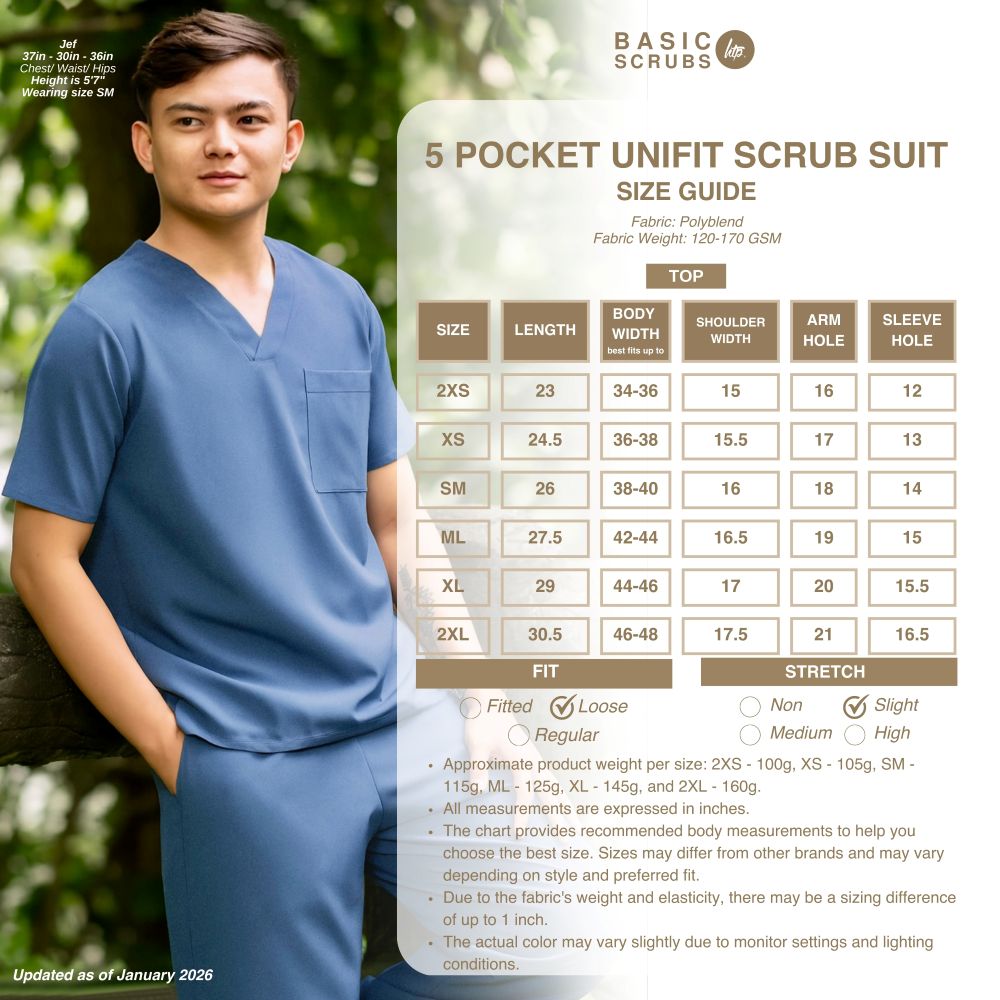 HTP Basics Unisex 5 Pocket Scrub Suit For Nurse/Doctor Uniform Scrubs ...