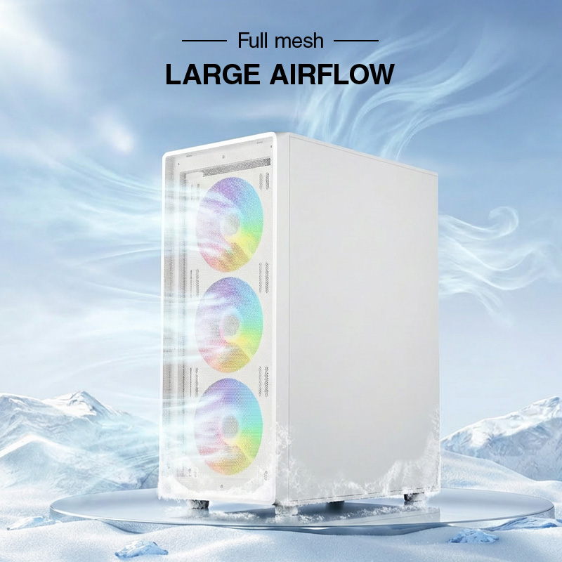 ESGAMING PC Case Tempered Glass Gaming Computer Casing Mid-Tower ATX/ M ...