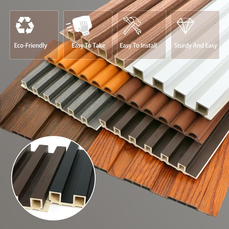 10PCS Solid Wood Panel PVC Board Wallpaper Fluted Wall Panel Sticker ...