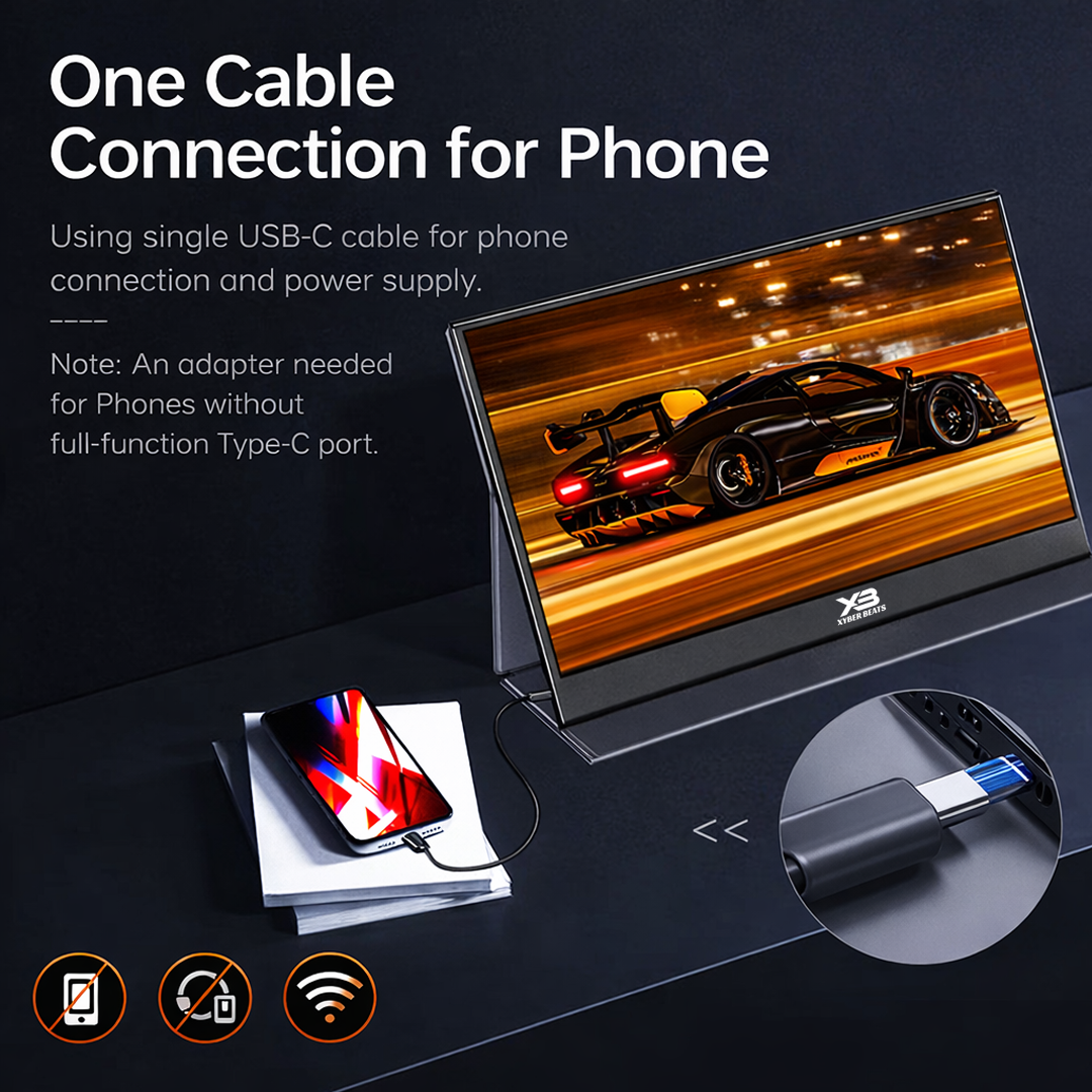 XB 15.6 Inches Portable Monitor Full HD Quality Display Screen External ...