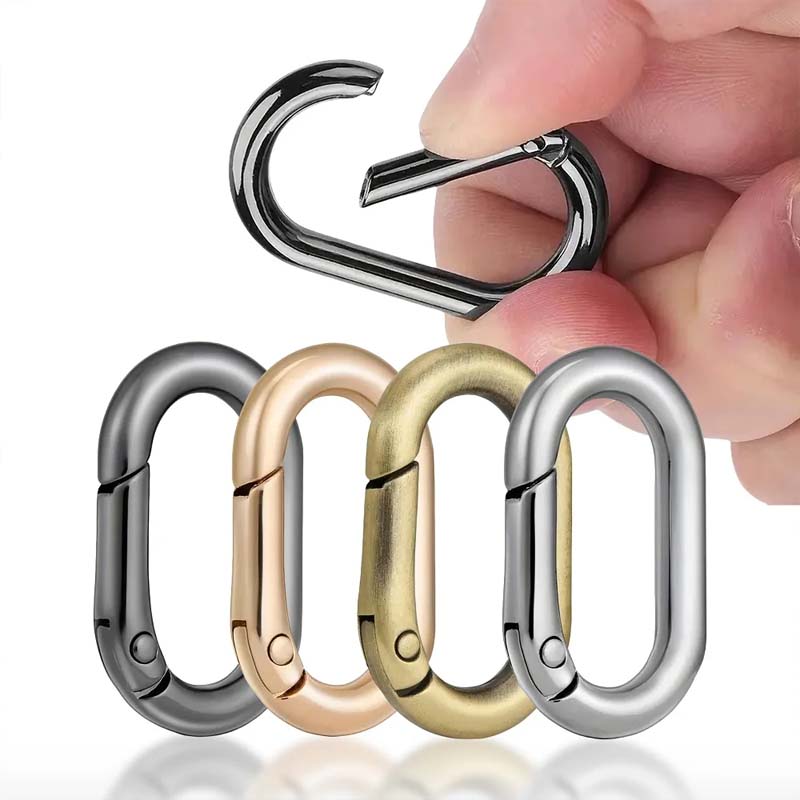 10pcs Zinc Alloy Oval Spring Buckle O Ring Opening Mini Carabiner ...
