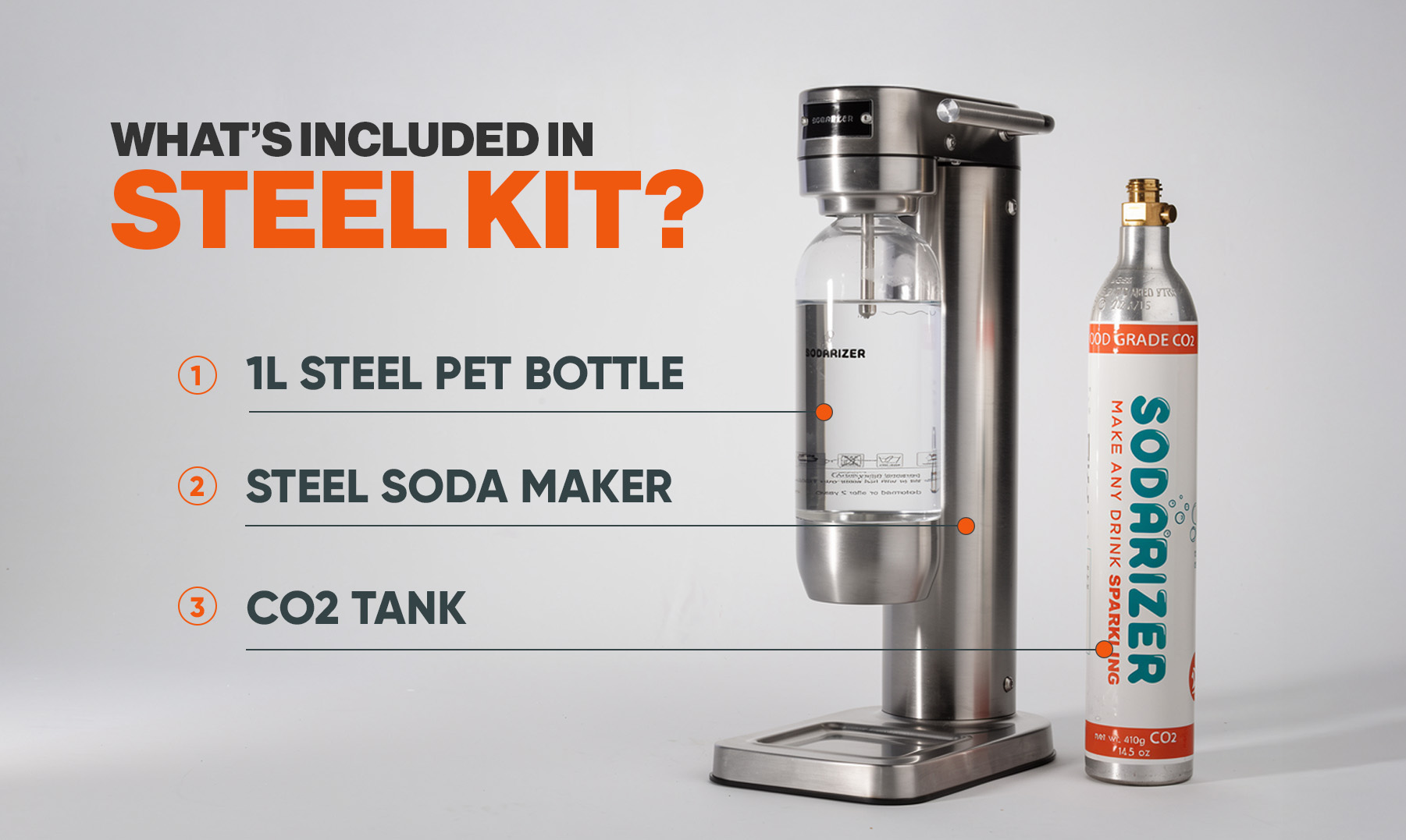 Sodarizer Steel Kit Soda Maker Sparkling Water Maker Machine with CO2 ...