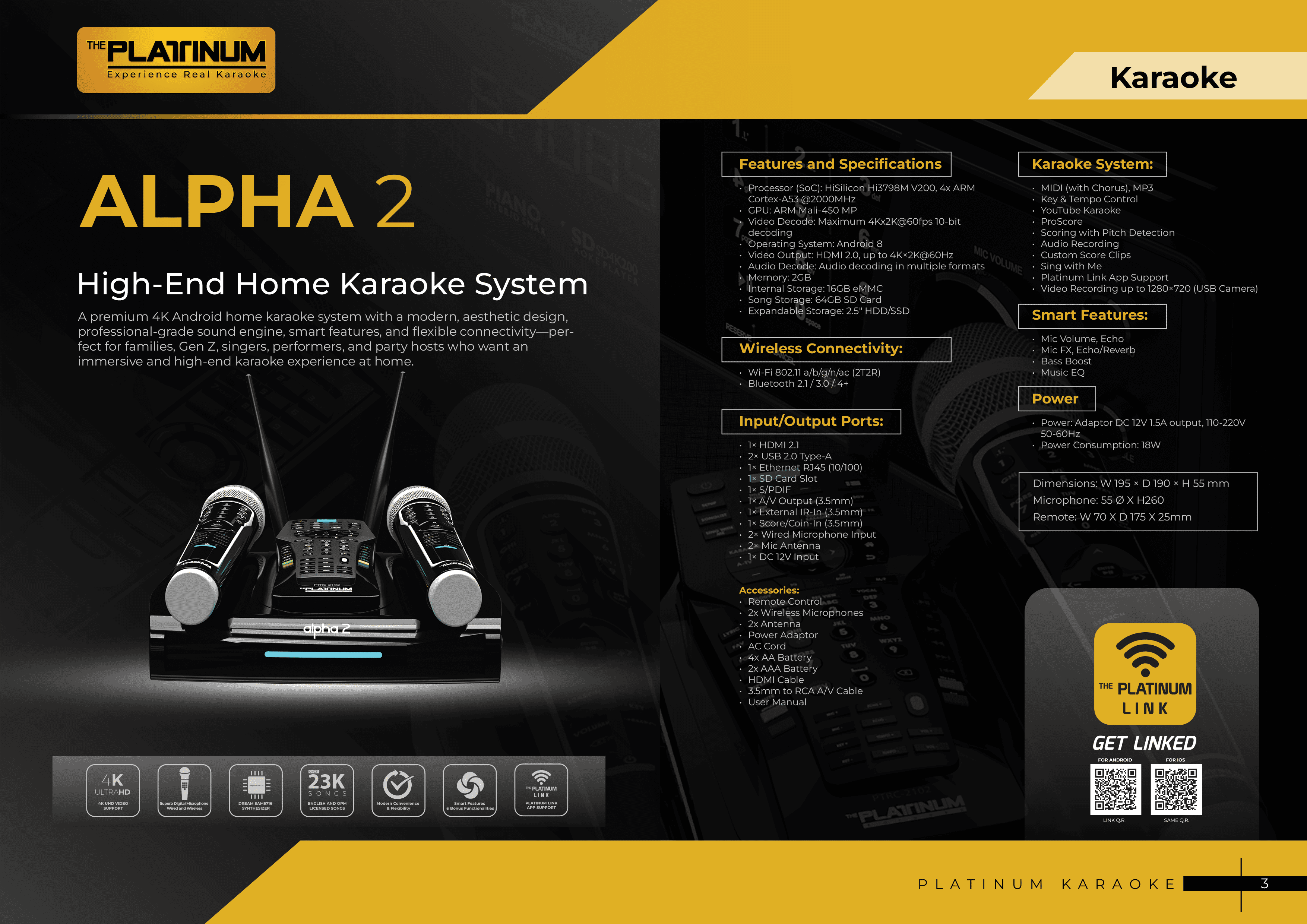 Platinum Karaoke Alpha 2 4K Wireless Mic Player with Digital and ...