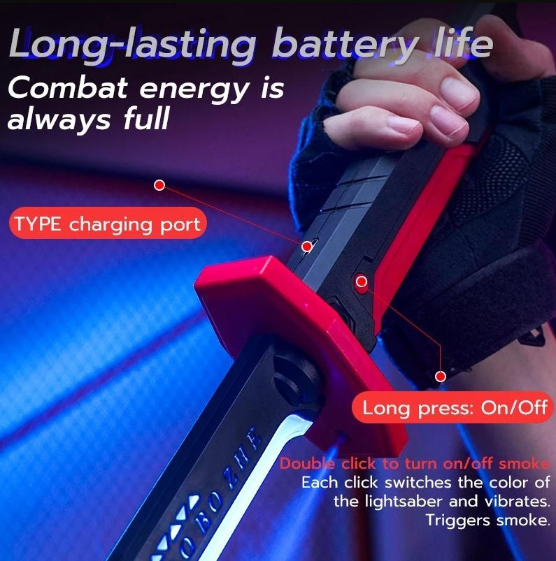 Rechargeable Samurai Sword with Spark and Smoke Effects LED Lightsaber ...