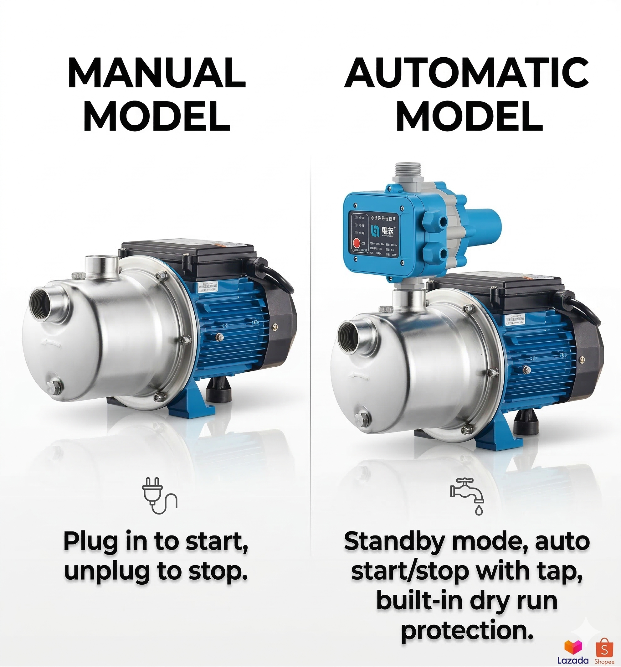 REAIM Jetmatic Water Pump heavy duty in Stainless Steel Booster Pump ...