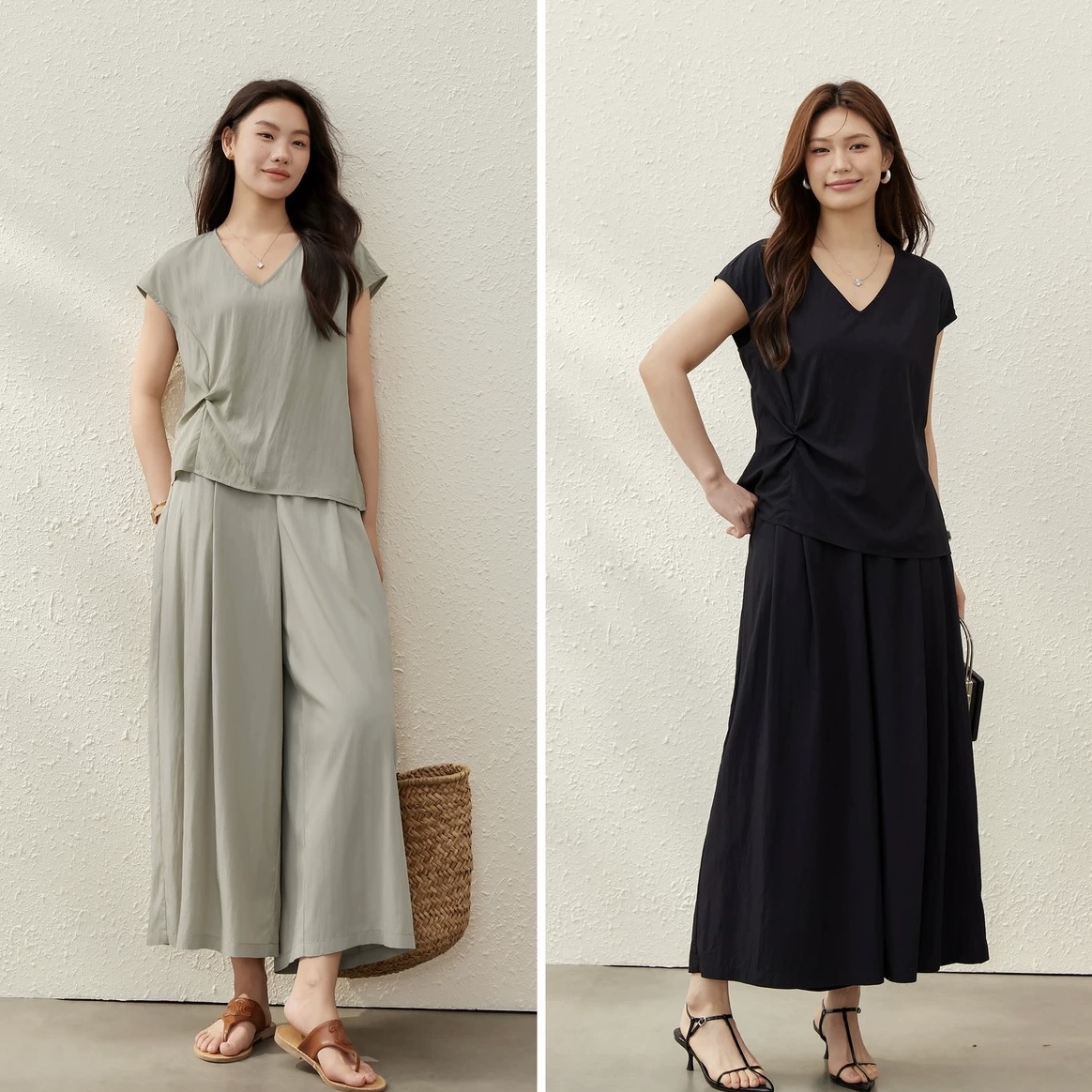 Simplee Plus Size Side Split Bowknot V-neck Top & Side Pocket Back ...