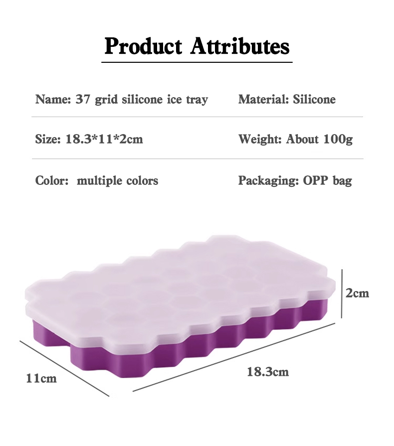 37 Grids Silicone Ice Cube Molder Tray Fruit Popsicle Maker with Square ...