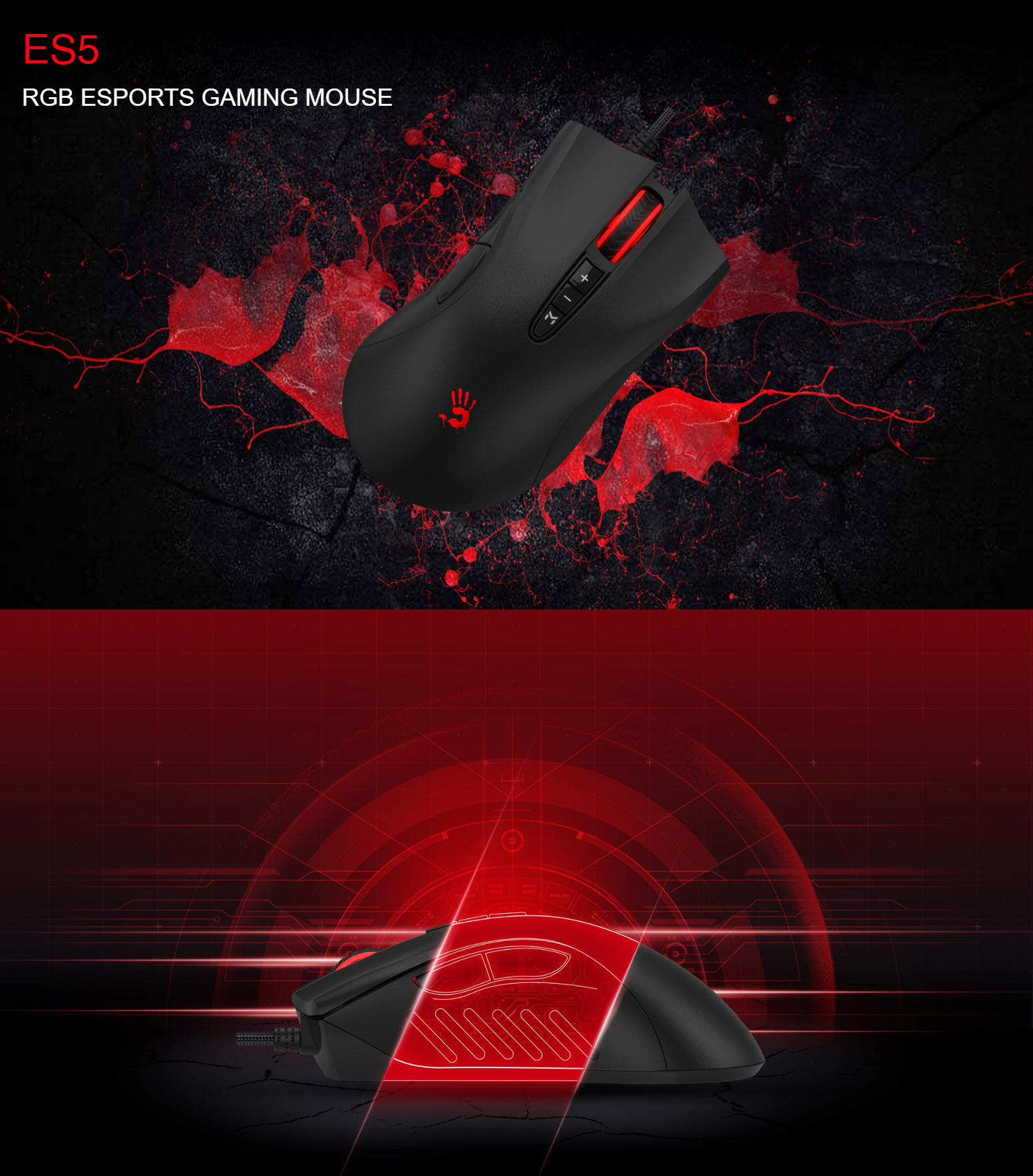 A4Tech Bloody ES5 3200 CPI PixArt Optical Engine RGB ESPORTS Gaming ...