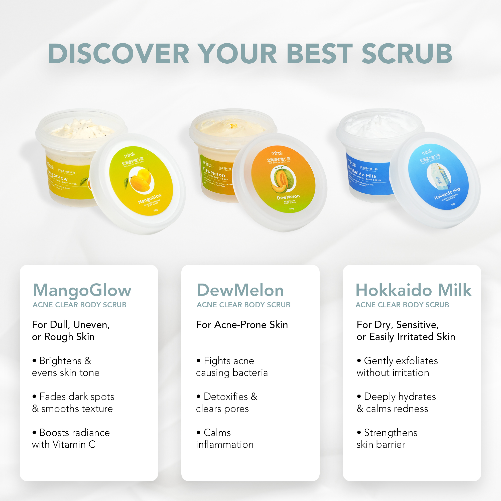 Mirai Hokkaido Milk Duo Gentle Brightening Body Scrub With Niacinamide ...