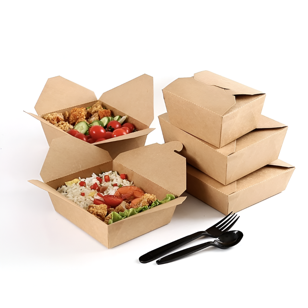10pcs Kraft Food Box Takeout Meal Box Water And Oil Resistant Paper ...