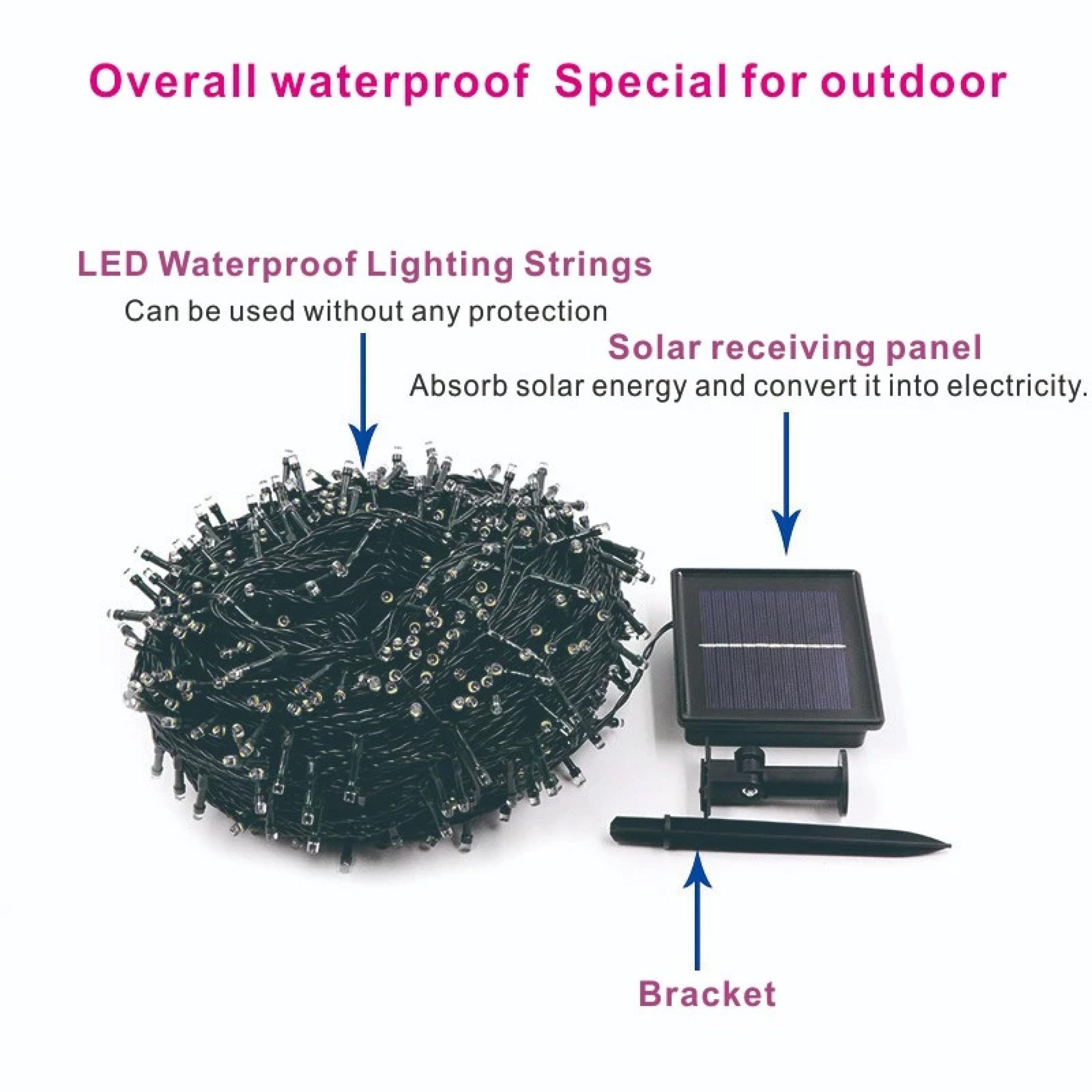 Solar Christmas Lights Outdoor Light Waterproof String Light Flashing ...