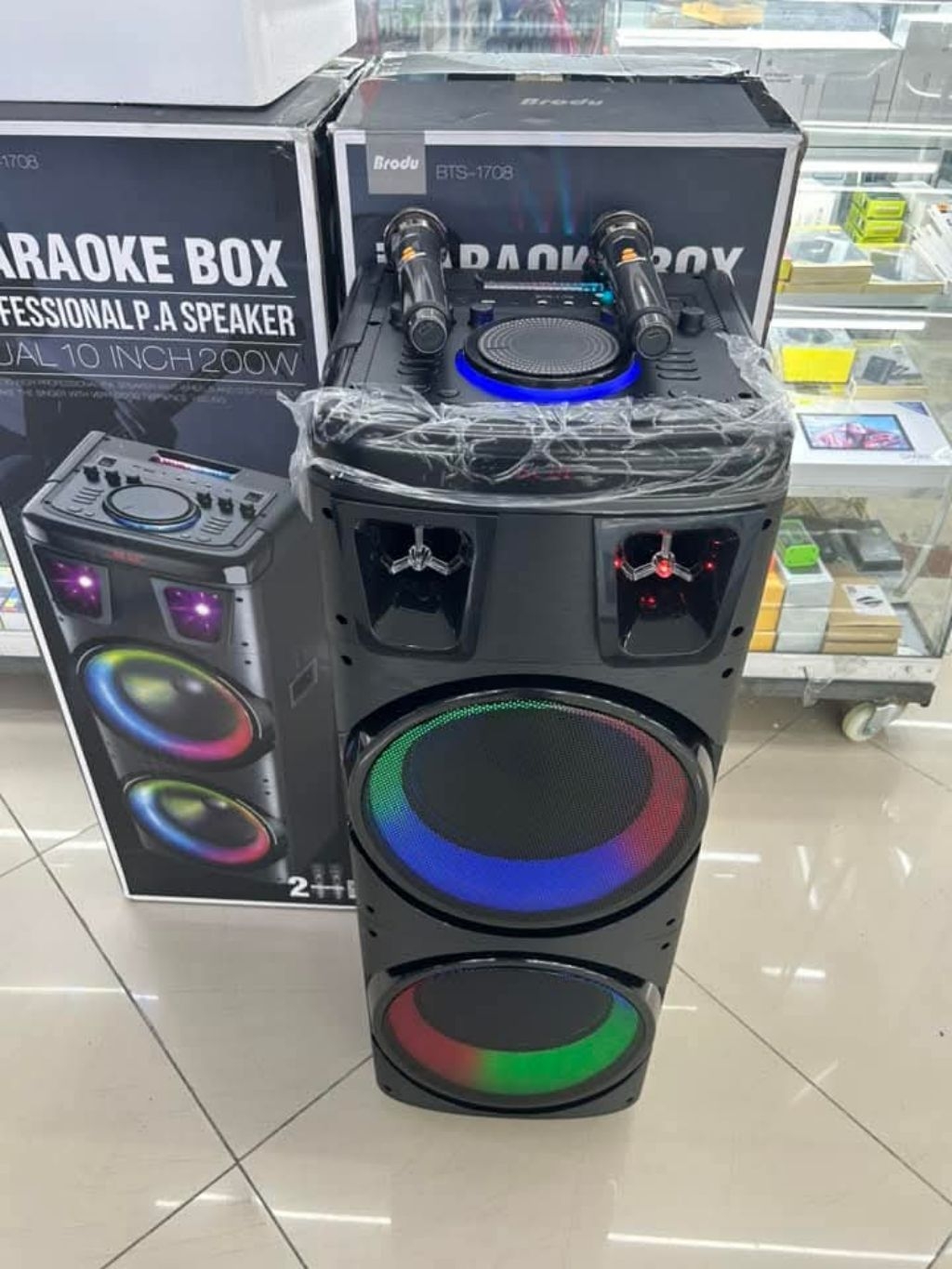 Bluetooth Speaker Brodu BTS-1708 Big Treble Bass Karaoke 2pcs Digital ...