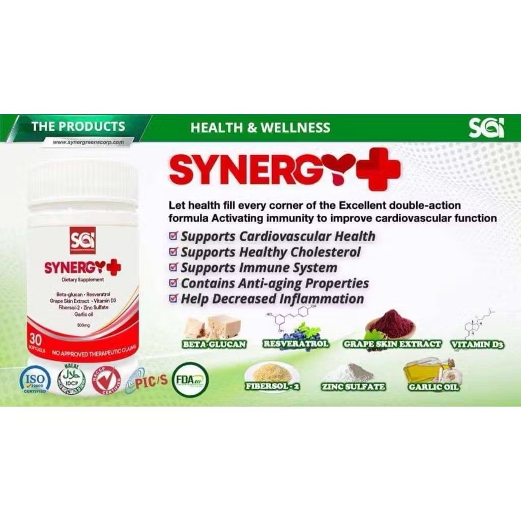 SYNERGREENS SYNERGY+ FOOD SUPPLEMENT GARLIC OIL with BETA-GLUCAN (412mg) (30s) | Shopee Philippines