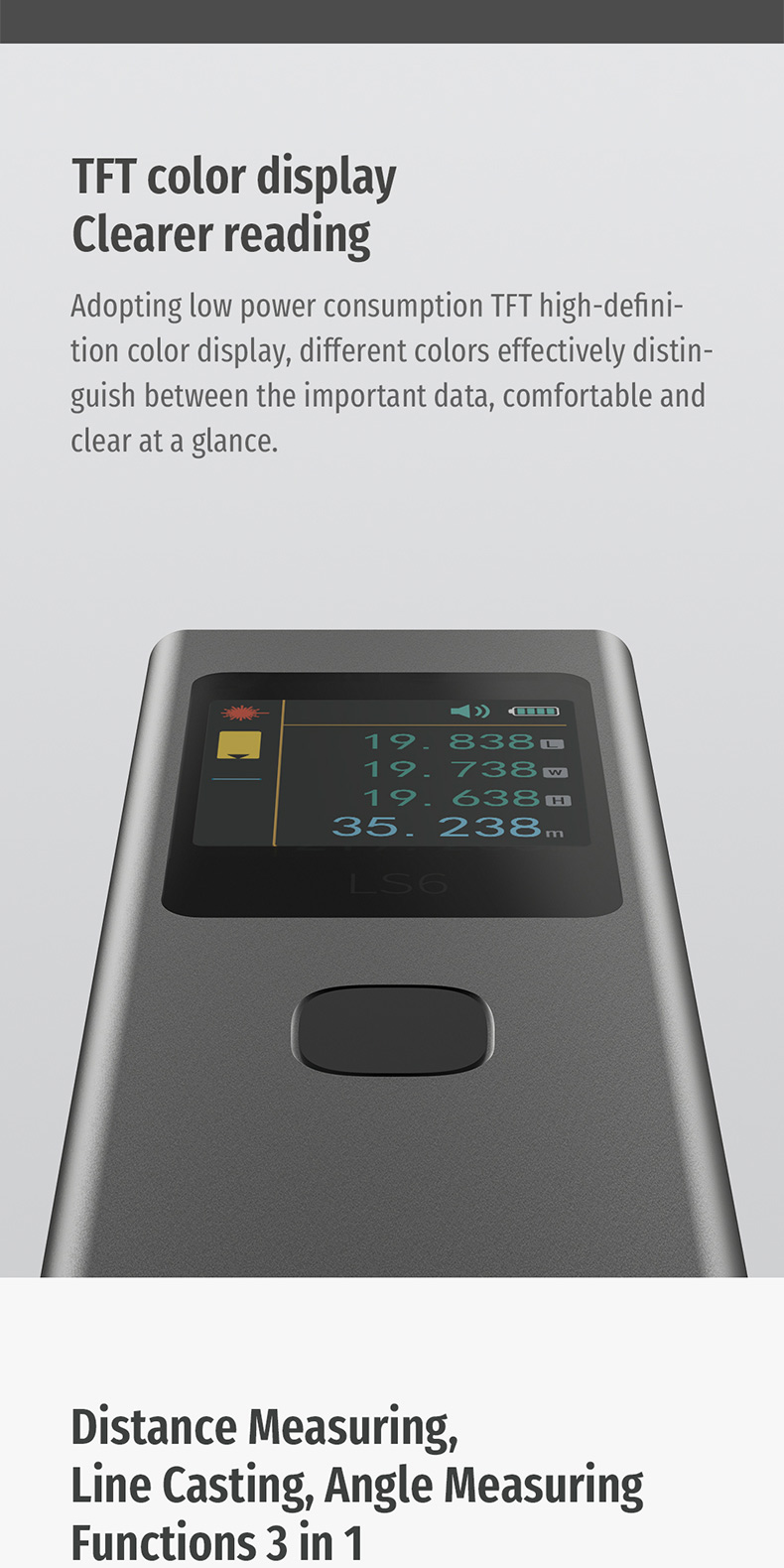 Xiaomi ATuMan DUKE LS-P/LS-6 Laser Rangefinder 40m Mini Distance Angle ...