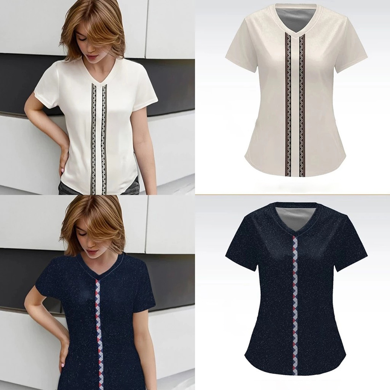 Women's Deped Uniforms T Shirts Classroom-Based Personnel V-Neck Short ...