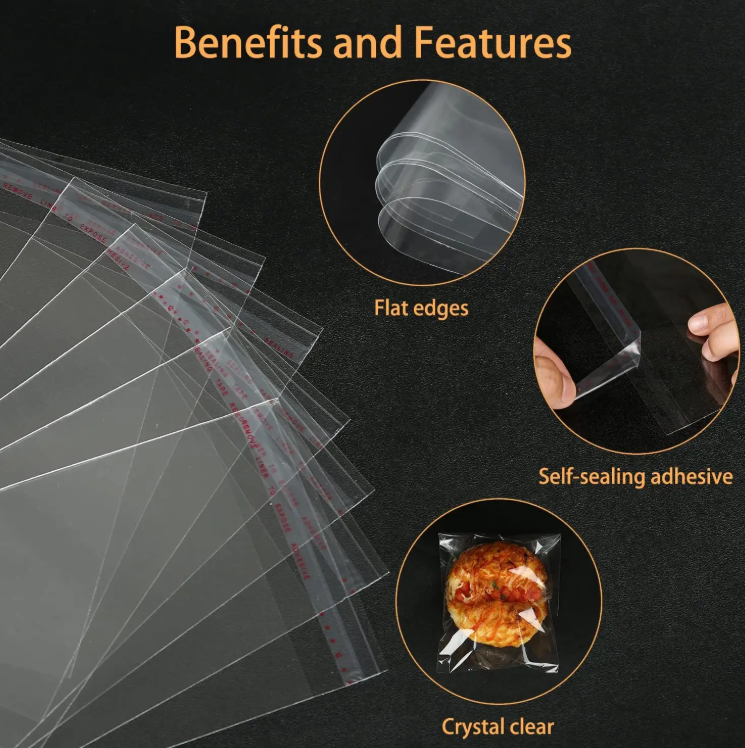 (100pcs) ADH 8 x 9 PP CLEAR PLASTIC WITH SELF-ADHESIVE CELLOPHANE BAG ...