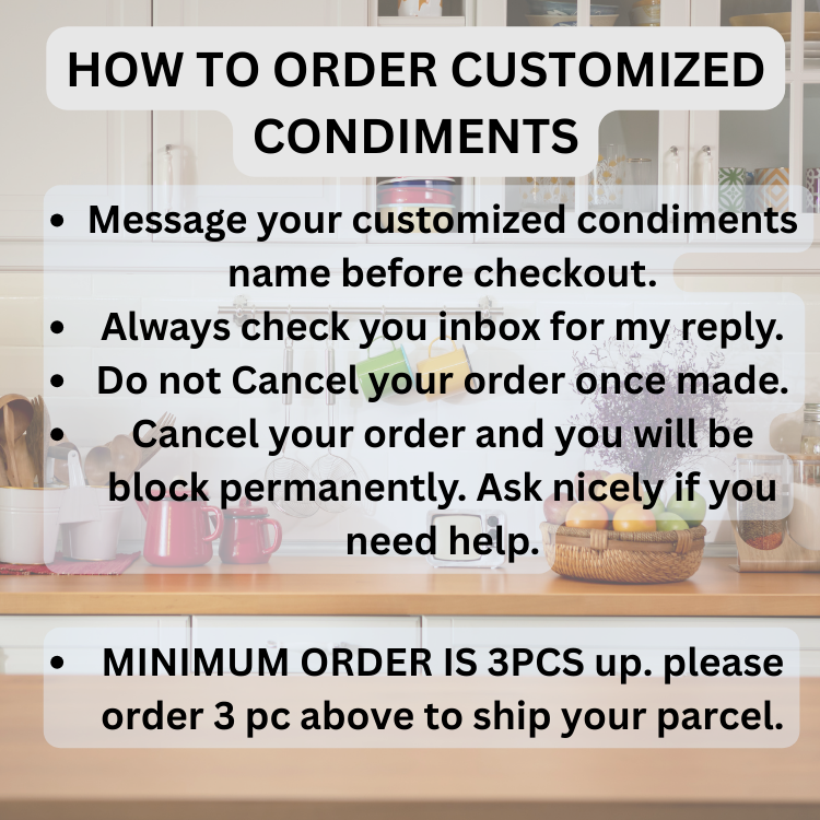 CONDIMENTS STICKER LABEL WATERPROOF 2.5X1.5 INCHES (MINIMUM ORDER IS 3 ...