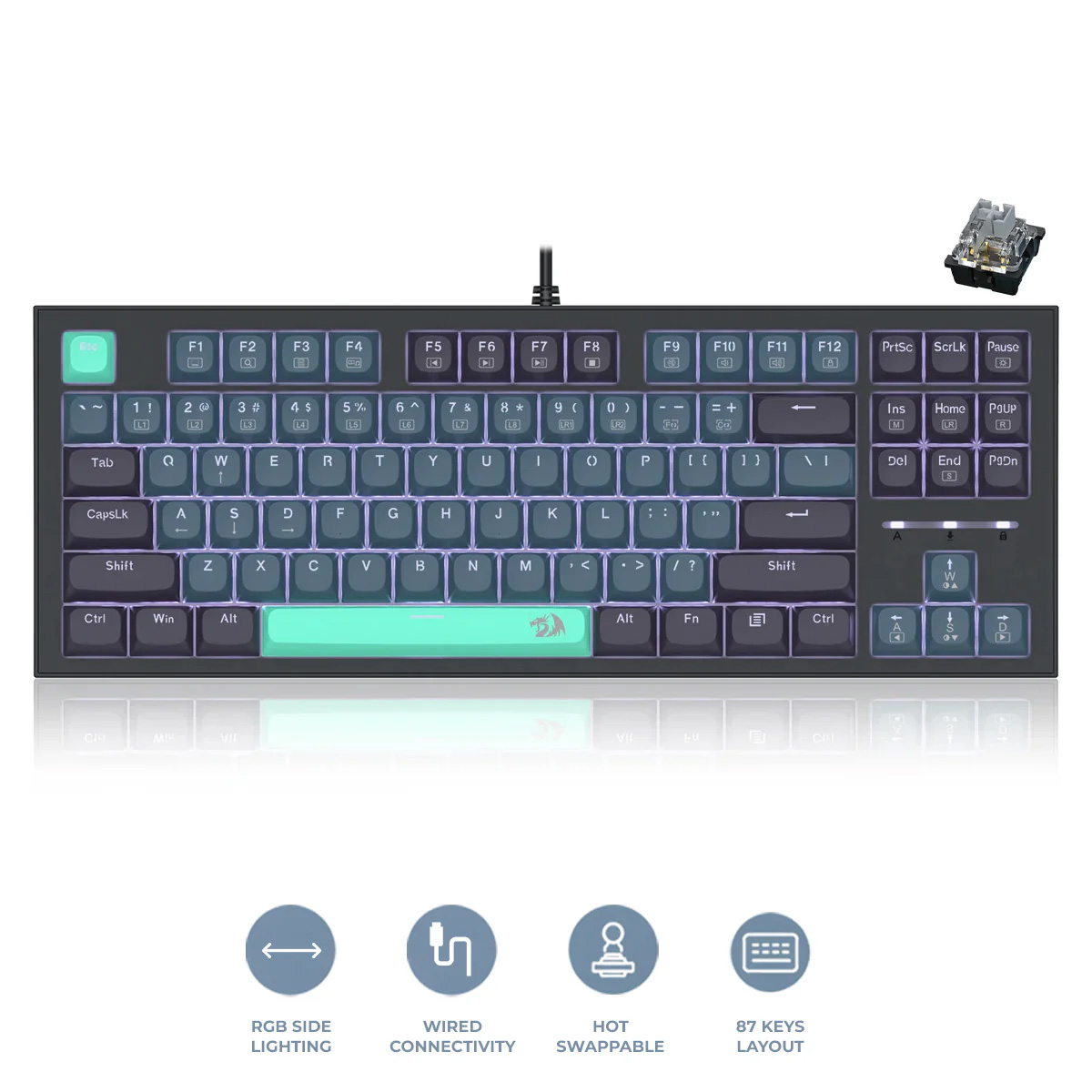 Redragon K611-BGB / K611-GGO Bes 87-Key Wired USB Mechanical Gaming Keyboard (RPC Linear Switch ...