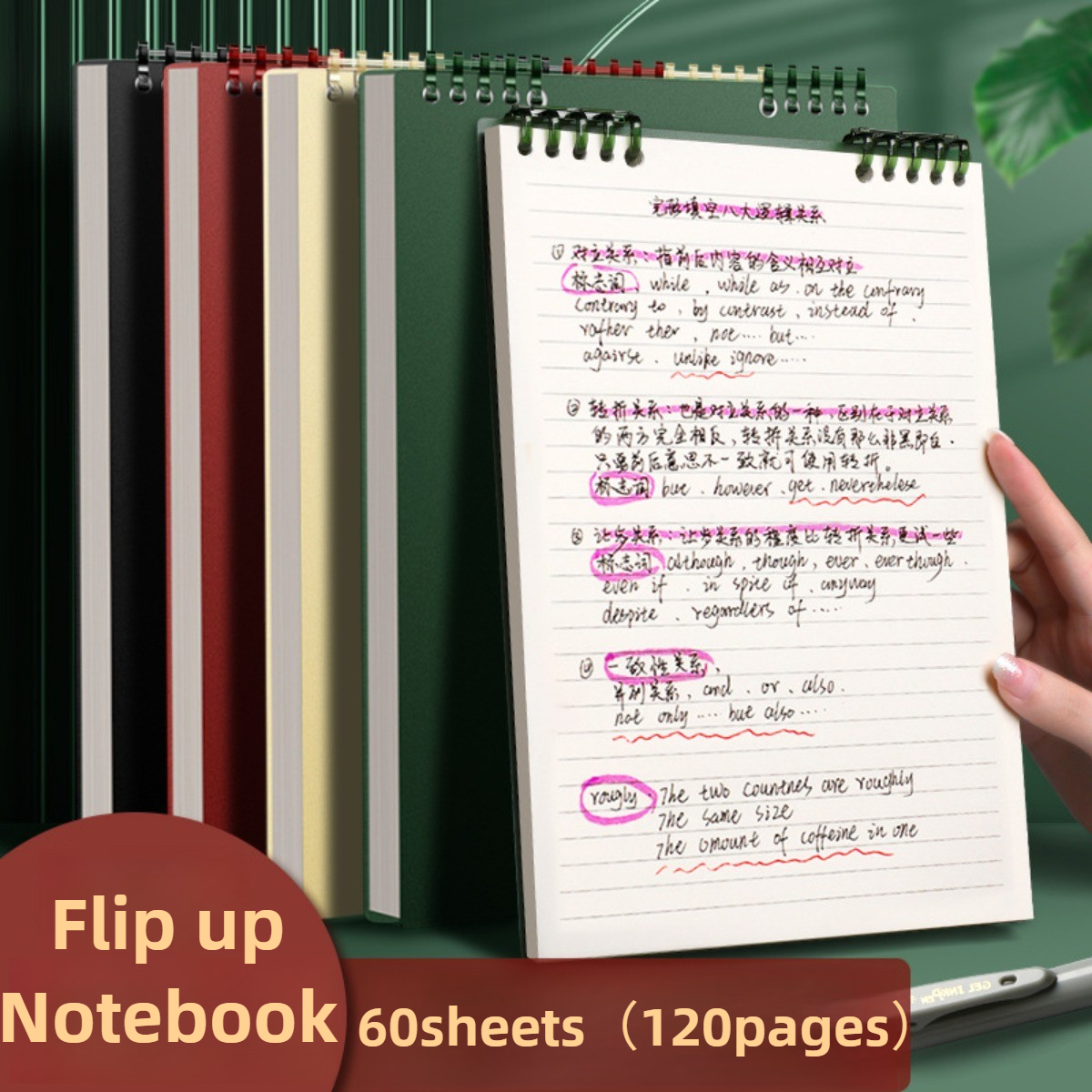 Flip-Up Loose Leaf Writing Notepad Detachable Notebook Thicken Spiral ...