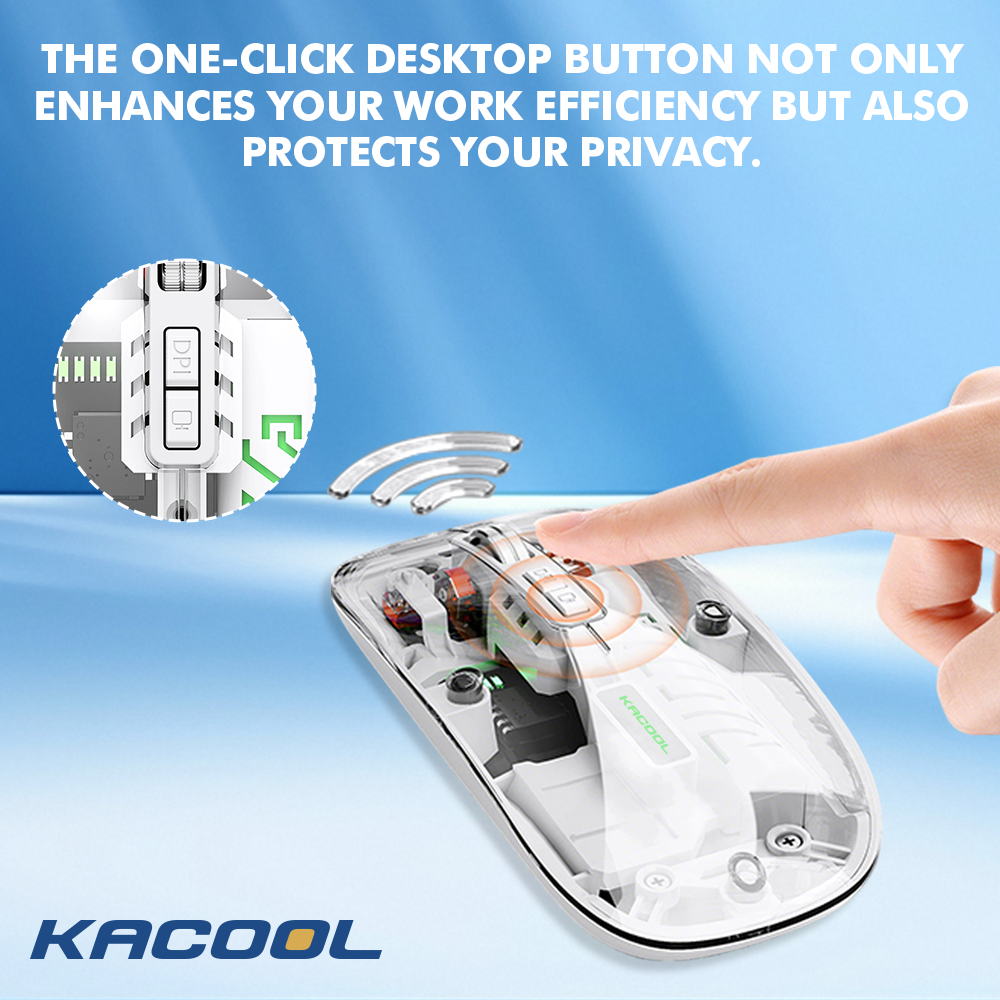 Clear Wireless Bluetooth Mouse for laptop Dual Mode 2.4G Bluetooth ...