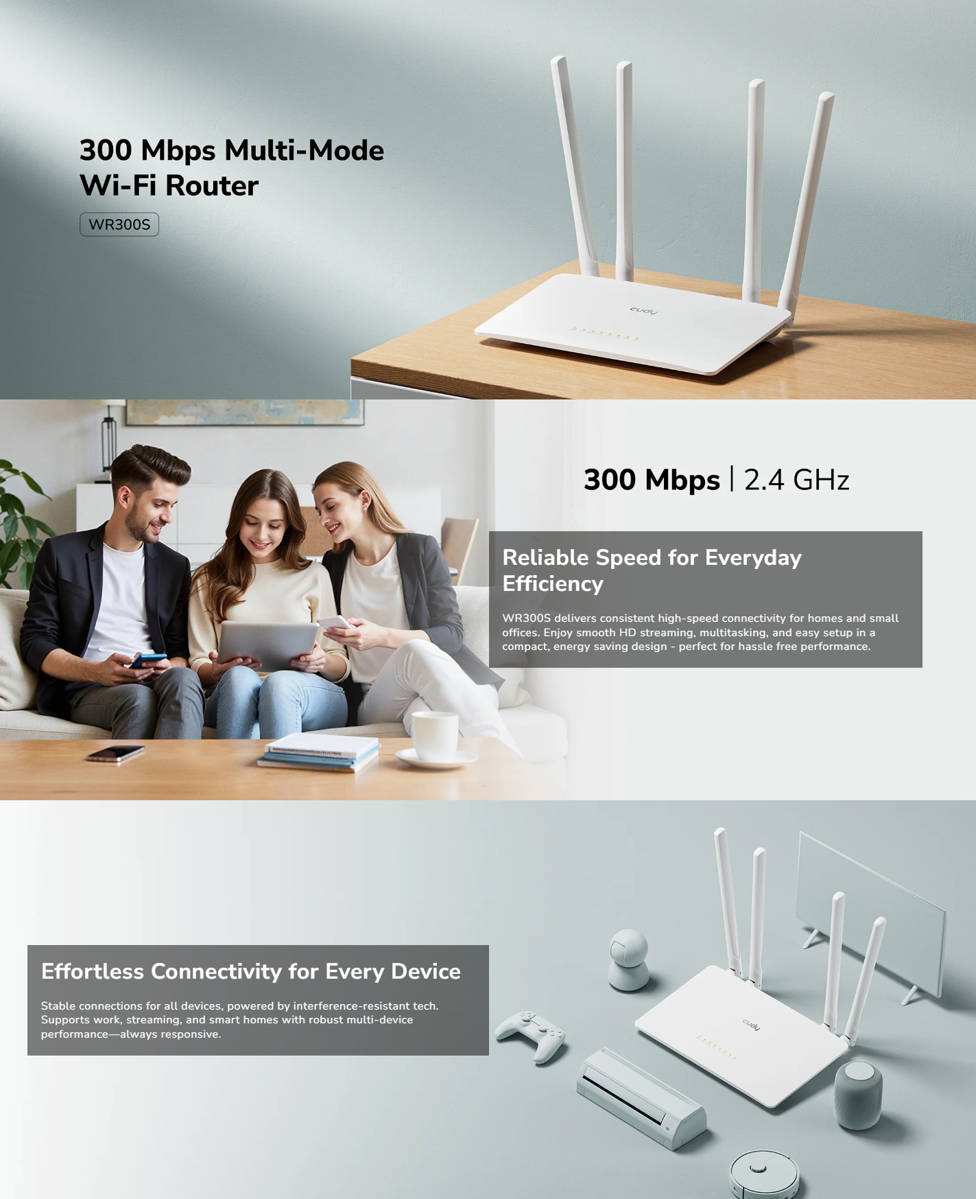 Cudy WR300S 300 Mbps Multi-Mode Wi-Fi N Router | Shopee Philippines