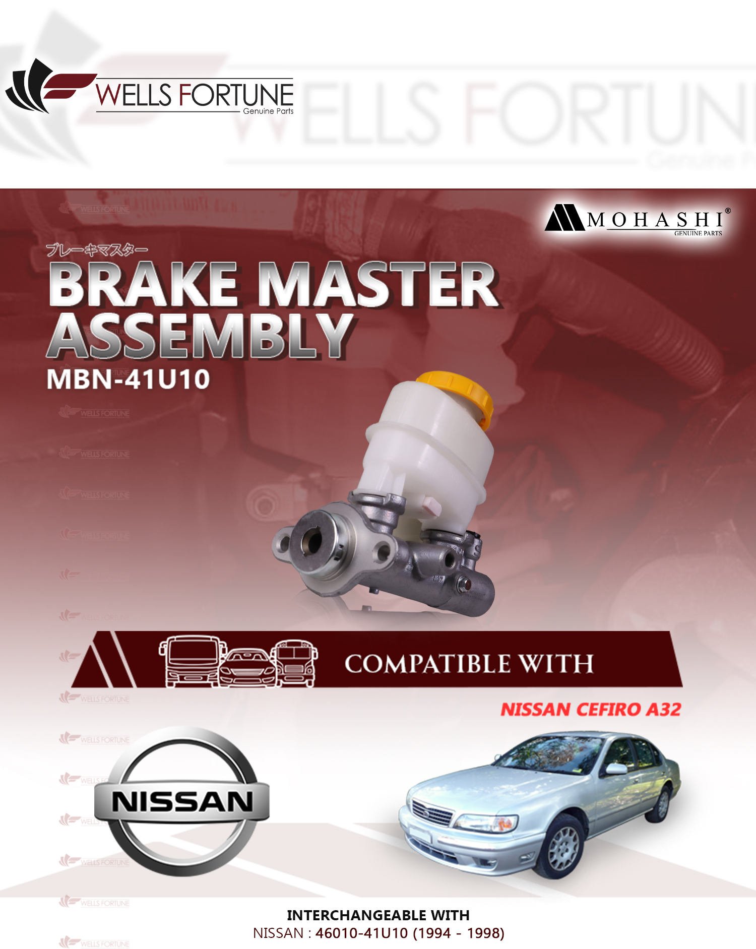 NISSAN CEFIRO A32 1997-1999 BRAKE MASTER ASSEMBLY 46010-41U10 15/16 ...