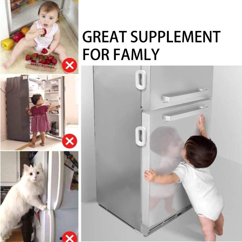 letshome Child-Proof Refrigerator Lock with Double-Button Adhesive Pads Grey White | Shopee ...
