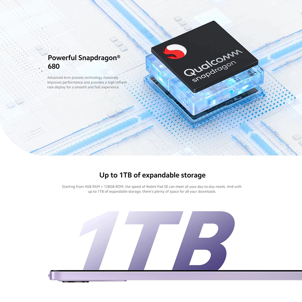 Pad SE Snapdragon 680 Processor 16GB + 256GB 8MP Camera Android Tablet ...